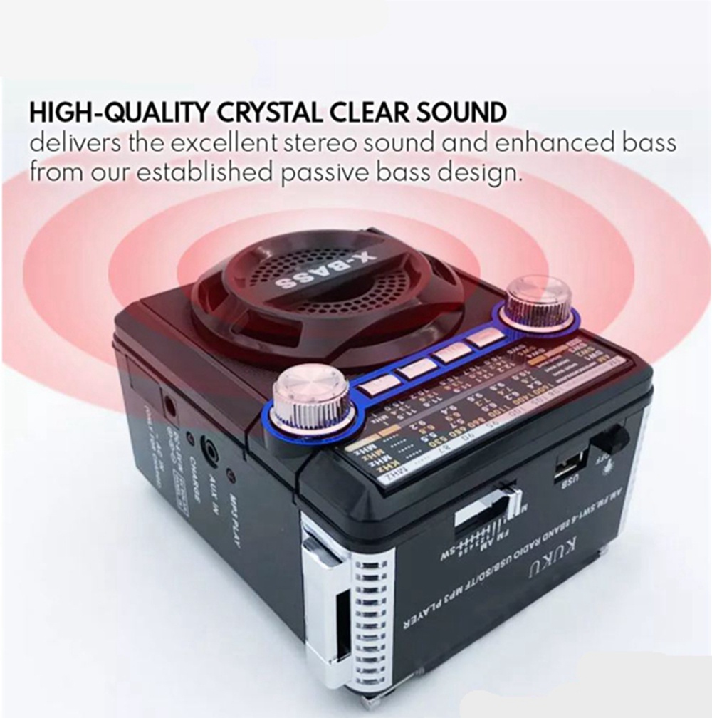 XBass Am-058 AM/FM 3-Band Rechargeable Radio receiver with Solar Panel ...