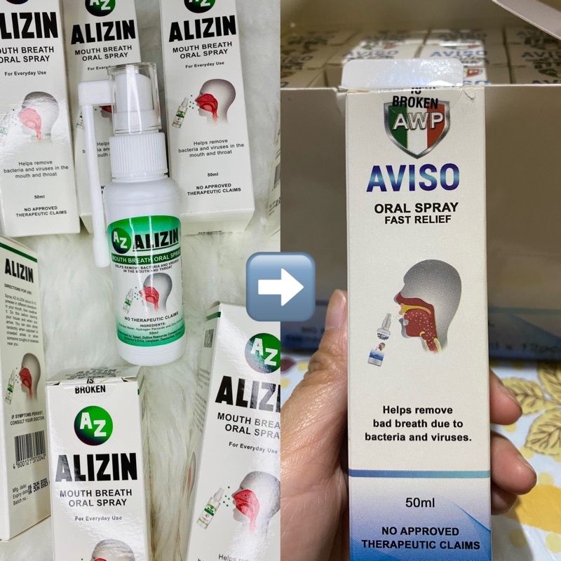 Ready stock NEW BRAND NAME AVISO SPRAY (FORMER ALIZIN SPRAY) | Shopee ...