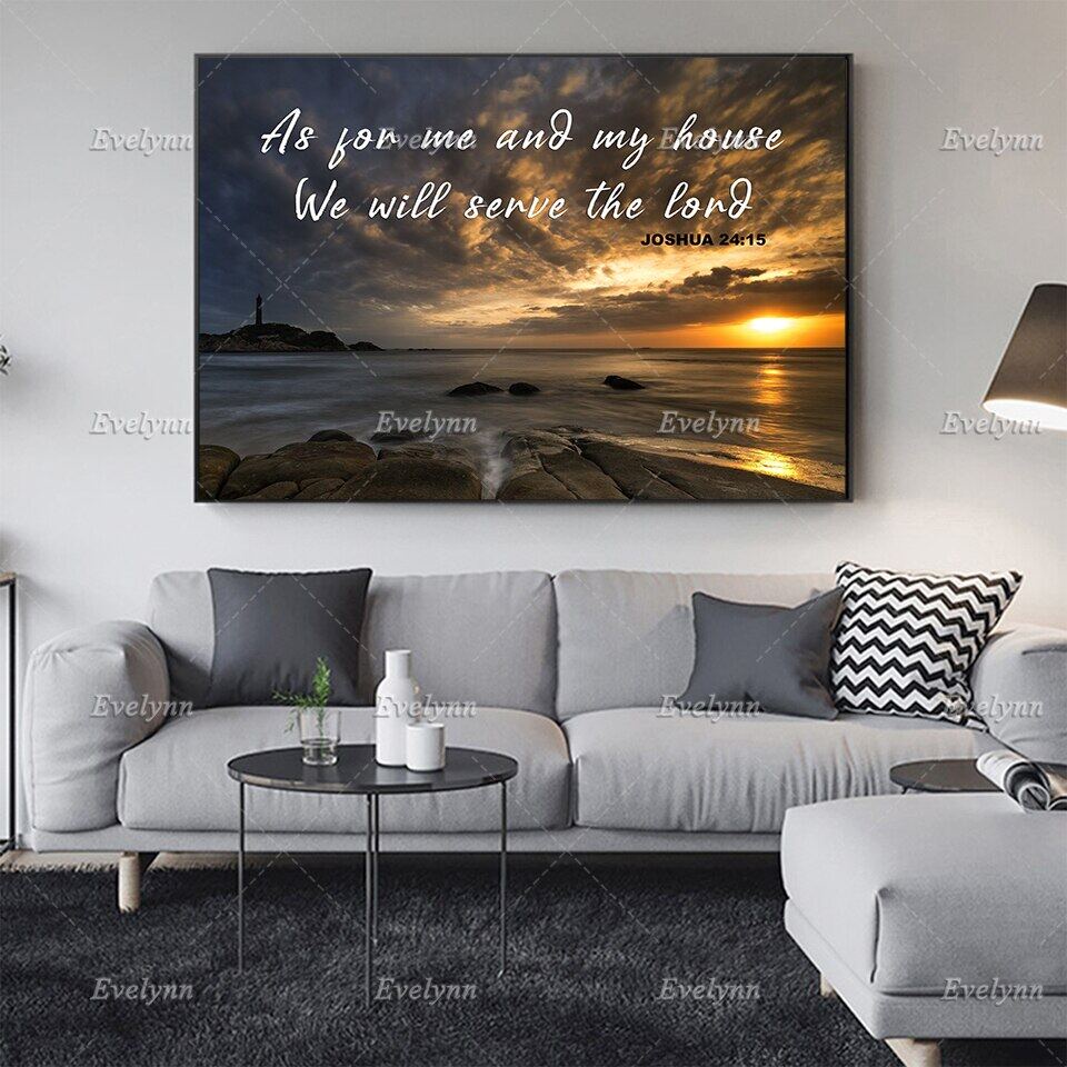 As For Me And My House - Wall Art Bible Verse Quotes Painting Posters ...