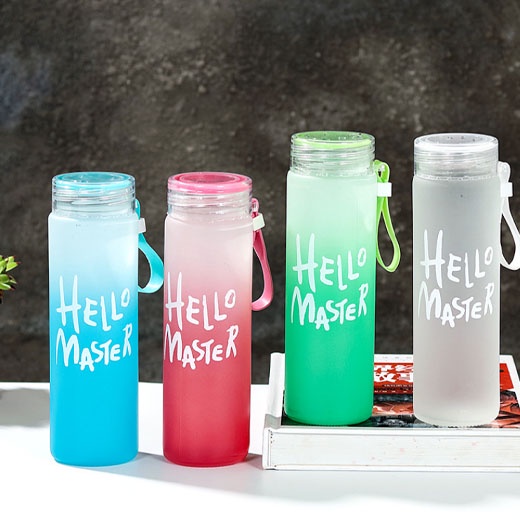 300mL Hello Master Color Cup Creative Glass Water Bottle with Rope ...