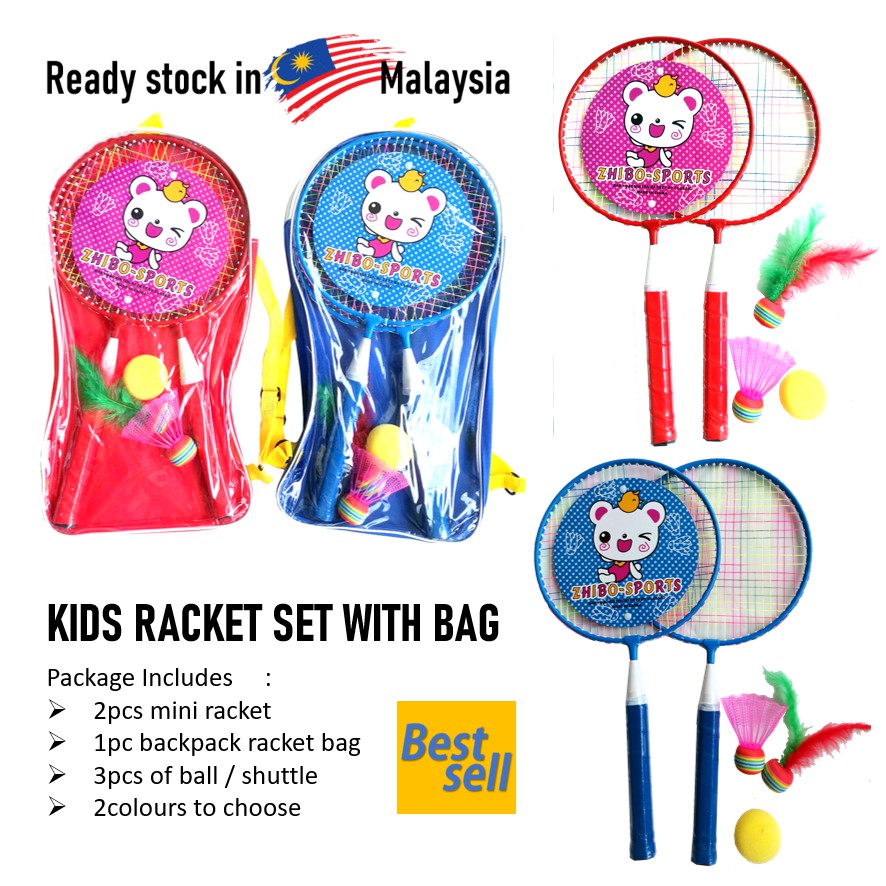 MINI BADMINTON RACKET SET WITH BACKPACK / BAG KIDS JUNIOR RACKET ...