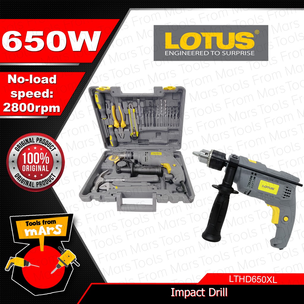 Lotus DIY TOOLKIT Impact Hammer Drill Tools Set 650W LTHD650XL •TOOLS ...