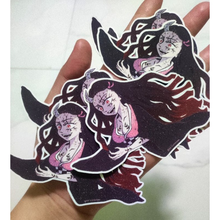 Waterproof Nezuko Sticker Flake Kimetsu No yaiba Dragon Slayer Glitter ...