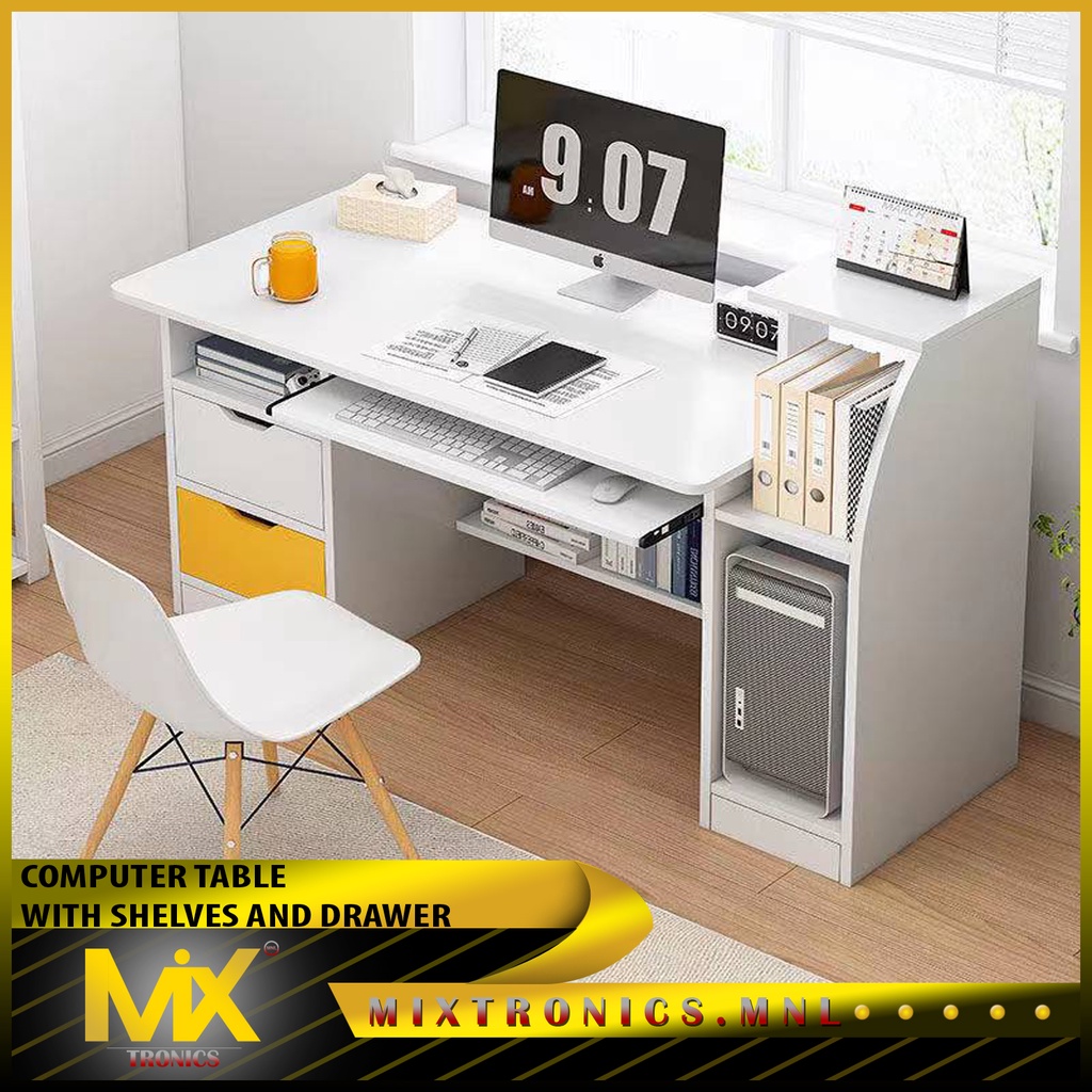 Mixtronics.mnl #39 Study Table with drawer and bookshelf Multifunctional Computer table ...