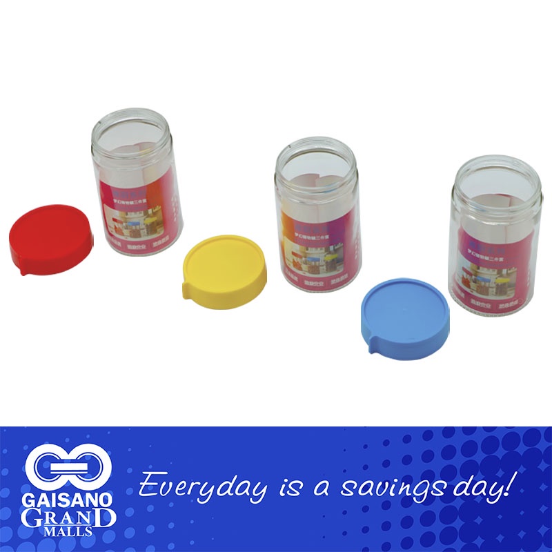 Glass Canister Food Storage Jar with assorted colored Plastic Lids 3pc ...
