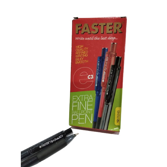 Faster Ballpoint/Pen EC3, 0.7mm contains 12 pcs Black | Shopee Philippines