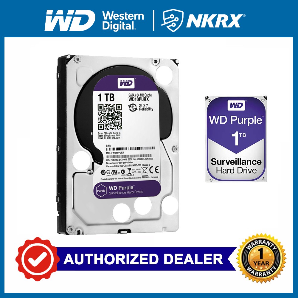 Western Digital Purple 1TB Surveillance Hard Disk - WD10PURX | Shopee ...