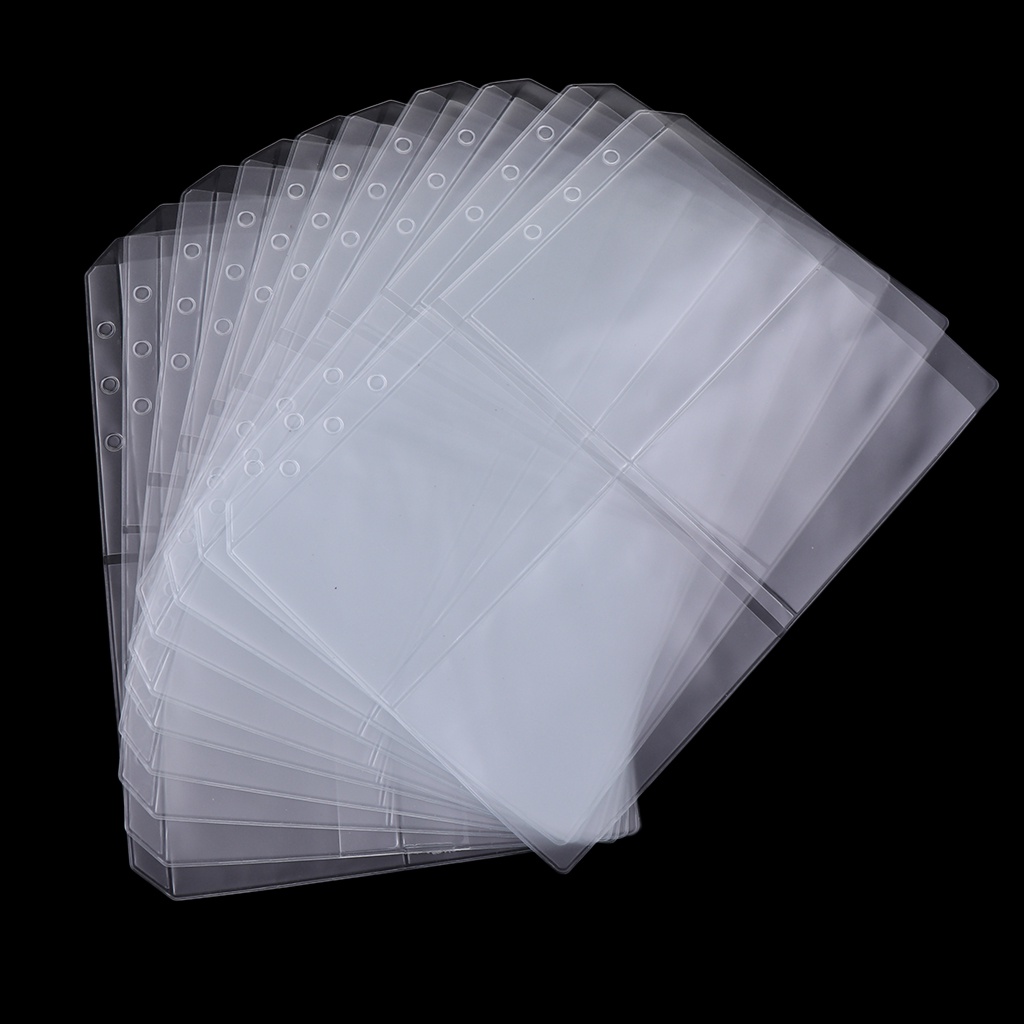 [CUTICATE2] 10 PVC Transparent File Binder Pocket for 6 Hole Loose ...