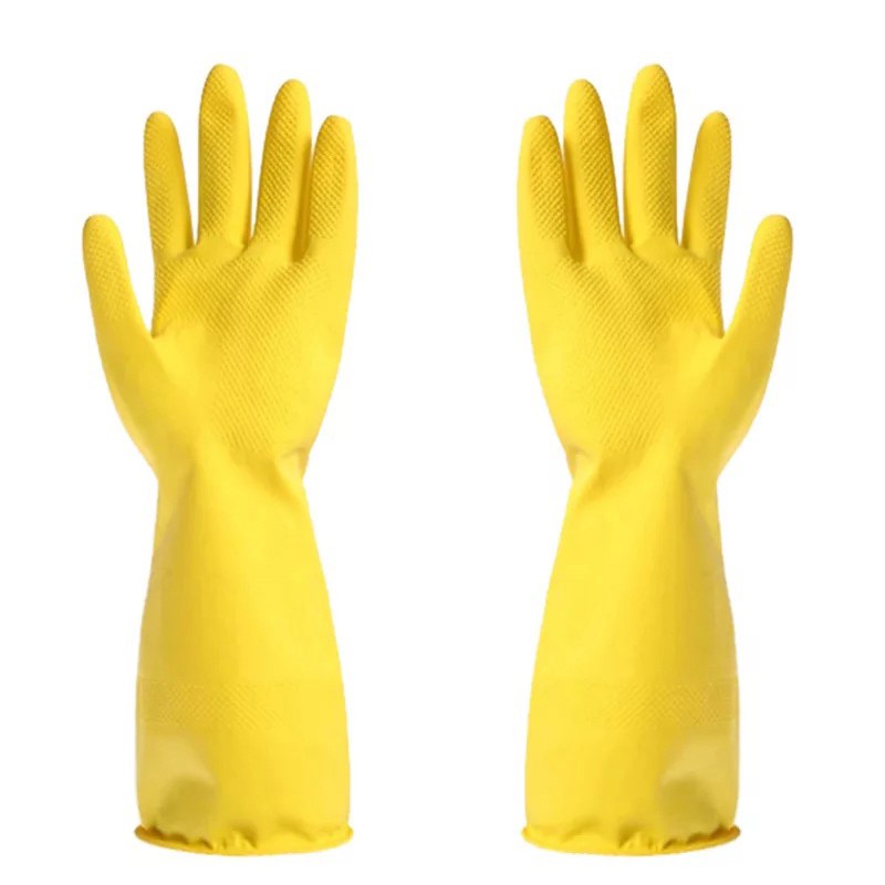 Yellow Rubber Latex Long Gloves Housekeeping | Shopee Philippines