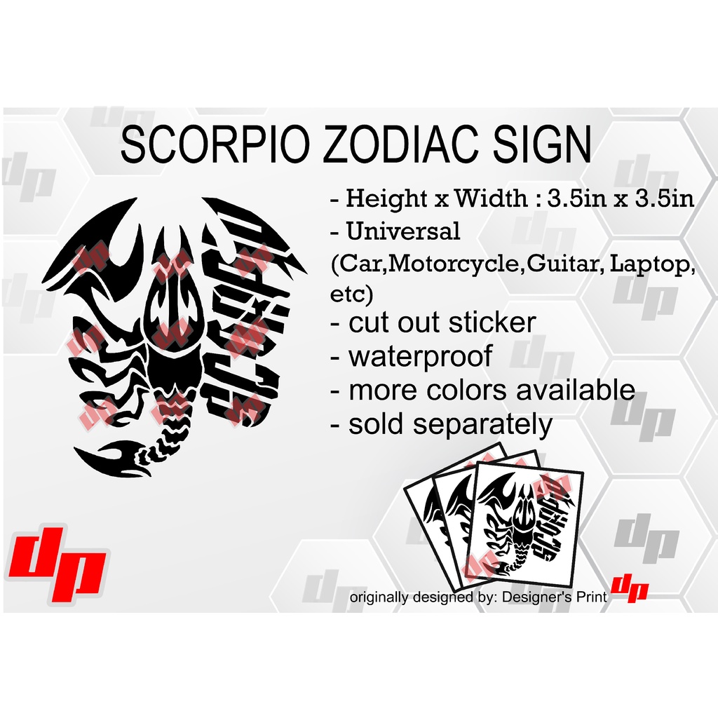 SCORPIO Zodiac Sign Sticker | Decals for cars, Motorcycle, Guitar ...