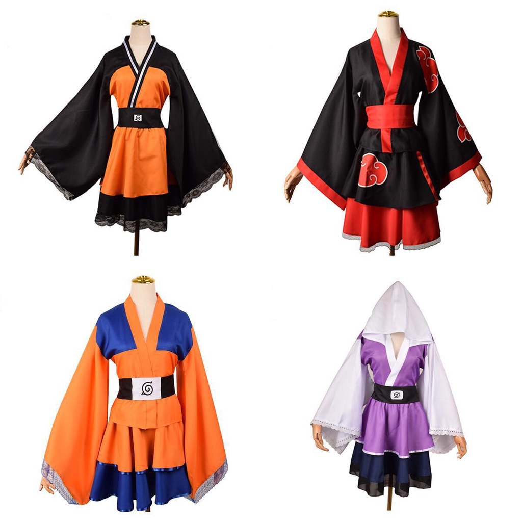 Naruto Adult Japanese Kimono Cosplay Kids Akatsuki Cloud Print Uchiha ...