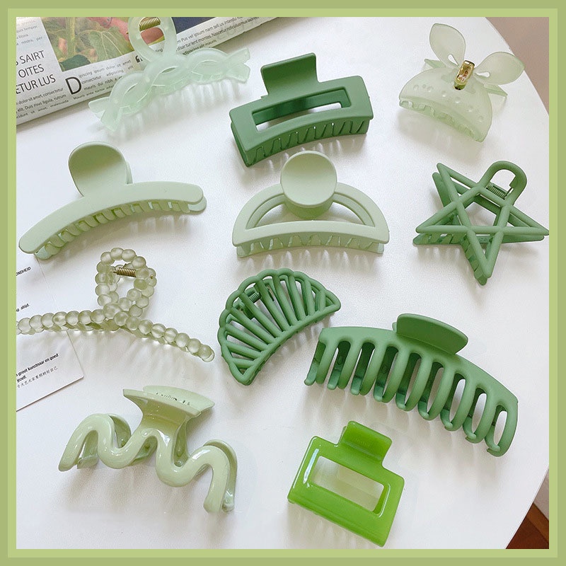 Green Hair Clamp Frosted Transparent Hair Clip Girl Fashion Hair Claw ...