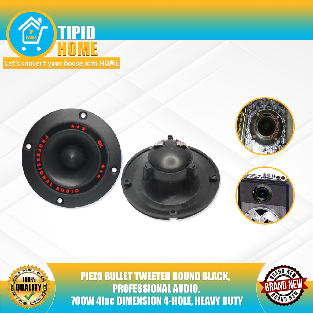 PIEZO BULLET TWEETER ROUND BLACK, PROFESSIONAL AUDIO, 700W 4inc ...