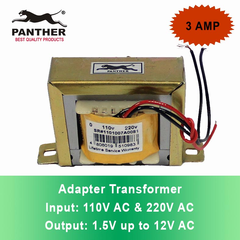 Panther Adapter Transformer 3 Ampere, Input 110V AC & 220V AC, Output 1 ...