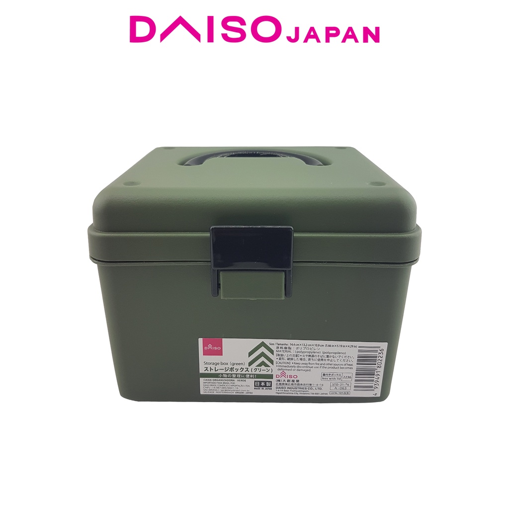 Daiso Green Storage Box with Handle (14.4cmx13.2cmx10.9cm) | Shopee ...