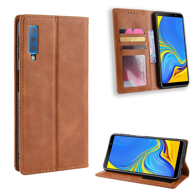 Samsung Galaxy A7 2018 Case Flip Leather Wallet Cover Magnetic Phone ...
