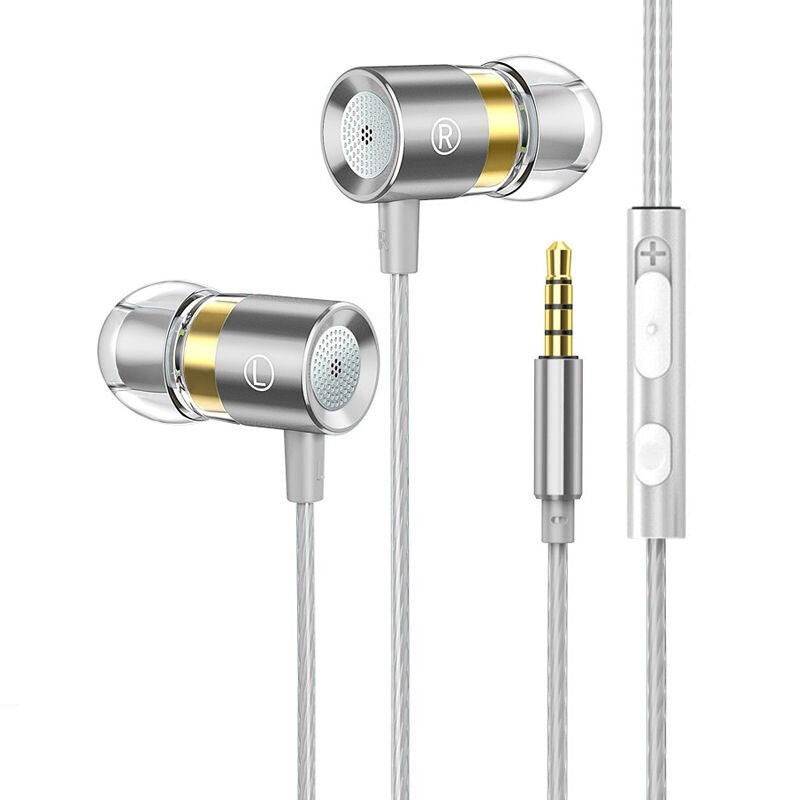 【XMT】3.5mm F5 Super Bass Stereo Metal Earbuds Wired Headset In-Ear ...