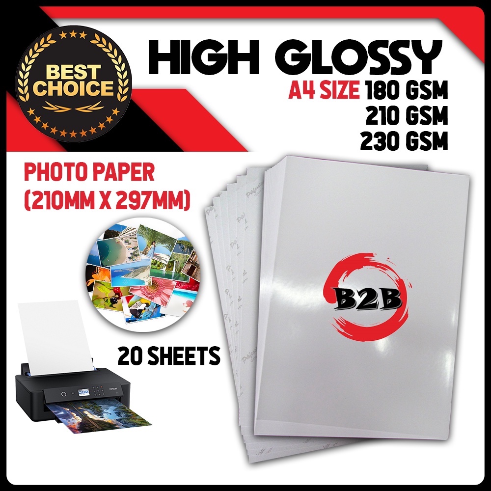 Premium High Glossy Photo Paper 180gsm 210gsm 230gsm A4 | Shopee ...