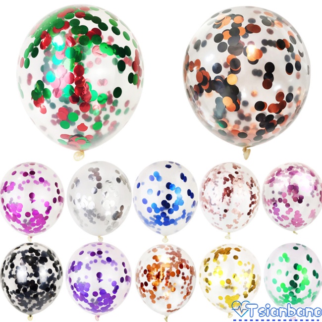 TS Latex 12-inch Transparent Confetti Balloons Colorful Aluminum Foil ...