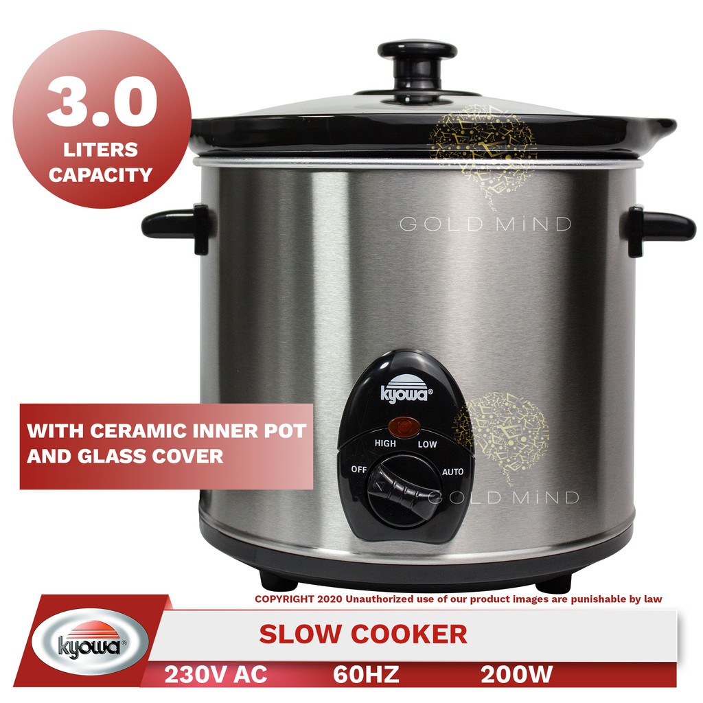 Kyowa Slow Cooker 3L Capacity 200W Round Ceramic Inner Pot And Glass ...