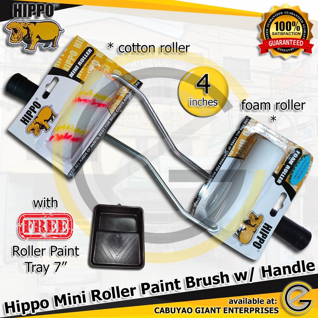 Hippo Mini Roller Paint Brush 4 inches (with handle) with free Roller ...