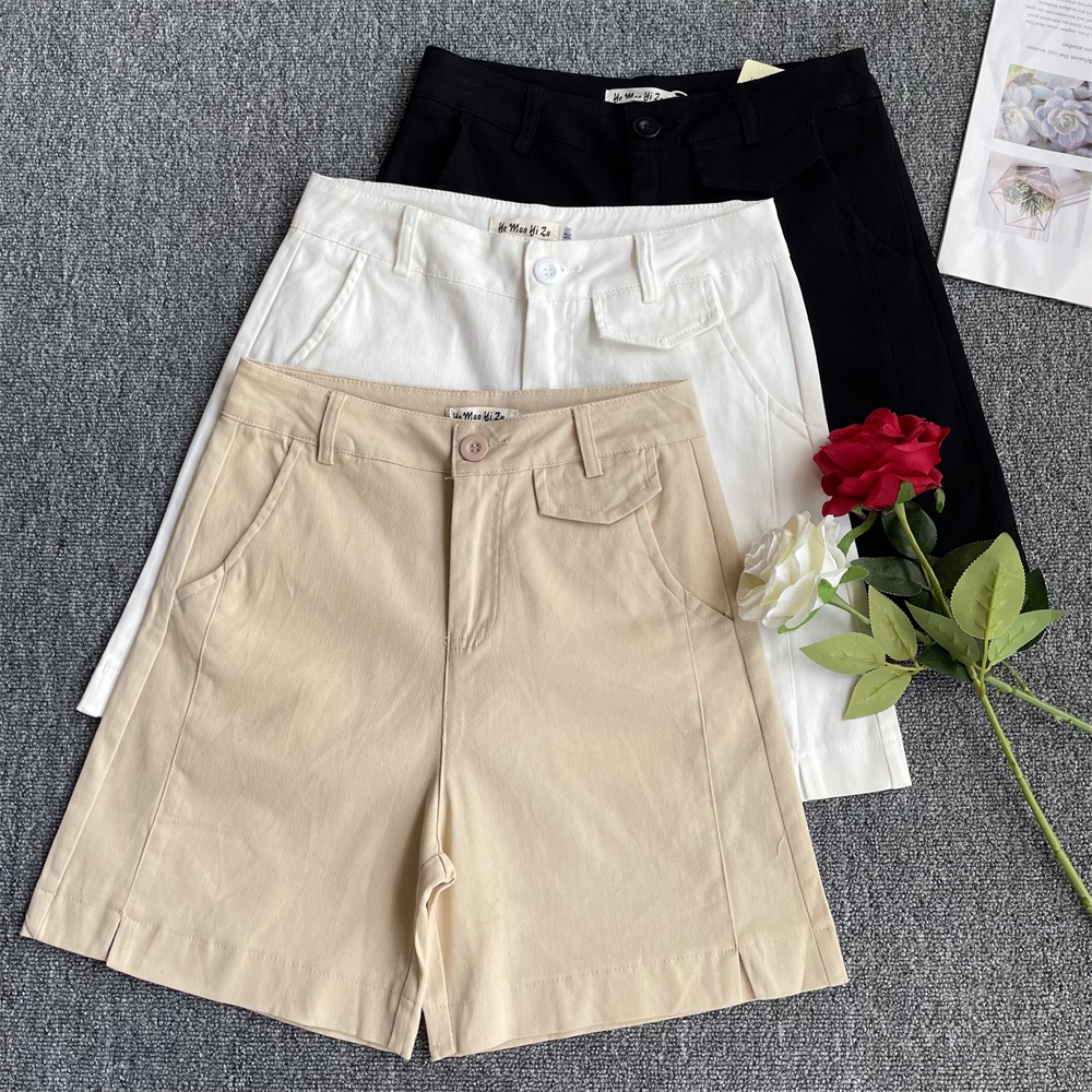 Ladies Casual Five Points Pants Korean Style High Waist Stretch Suit ...