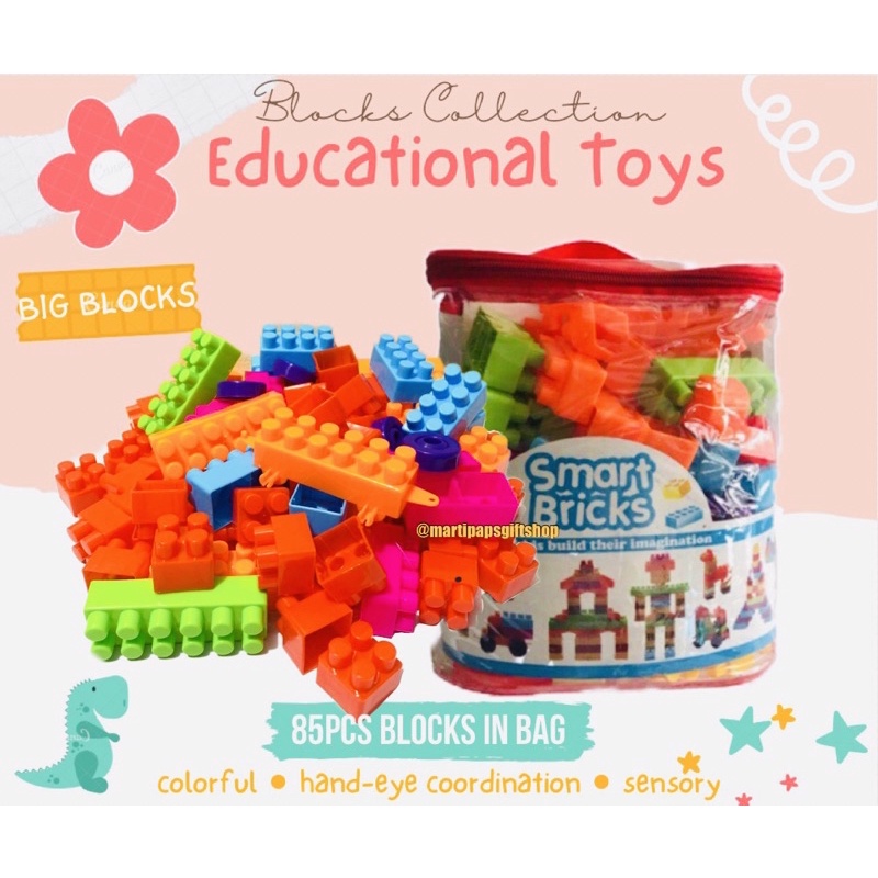 EDUCATIONAL BIG BLOCKS SET BLOCKS IN CONTAINER OR BAG | Shopee Philippines