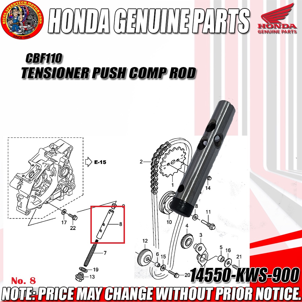 CBF110 TENSIONER PUSH COMP ROD (HPI) (Genuine: 14550-KWS-900) | Shopee ...