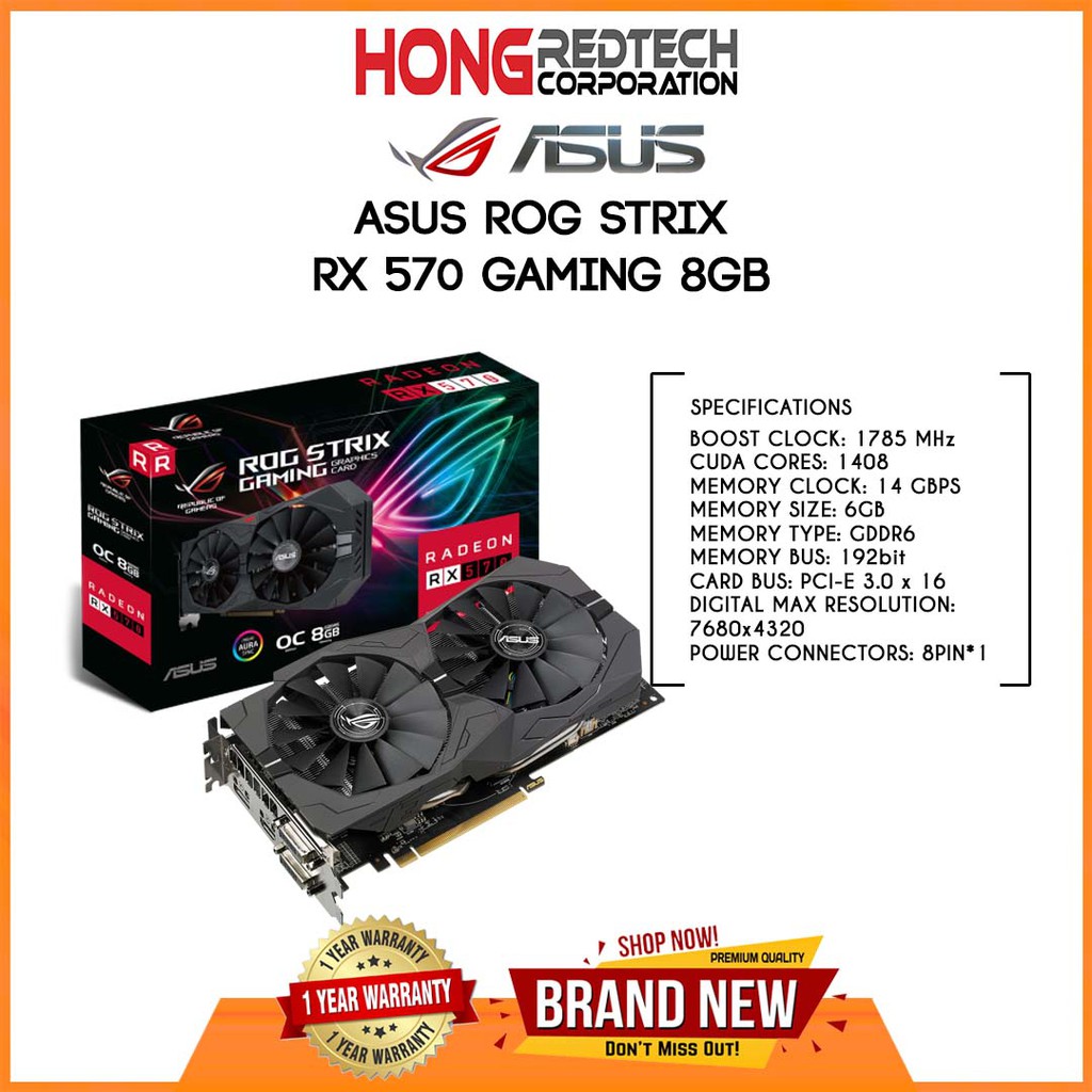 ASUS ROG STRIX RX 570 GAMING 8GB VIDEO CARD / GRAPHIC CARD | Shopee ...