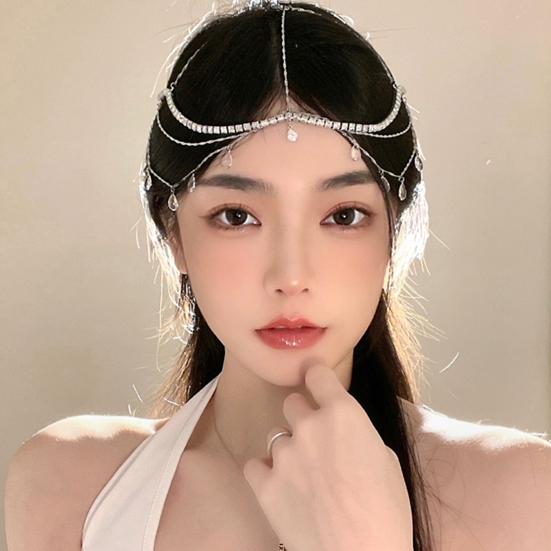 Vintage Fairy Tassel Hairband Water Drop Forehead Chain Women Girls ...