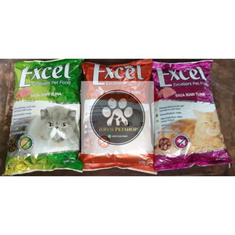 Excel Cat Food 500gr, fish, donuts, triangles and kittens | Shopee ...