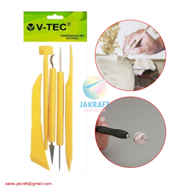 LILIN (5 Pcs) Clay Carving Tools Clay Set V-TEC VT-23/5 Wax Plasticine ...