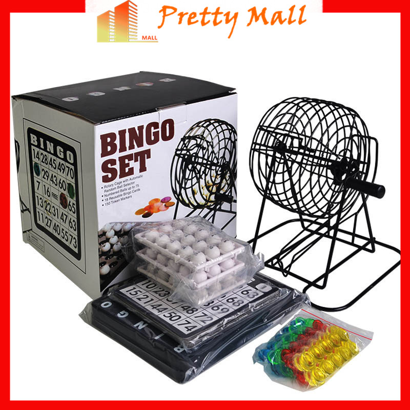 Deluxe Bingo Game Set with Bingo Cage, Bingo Board, Bingo Balls, 18 ...