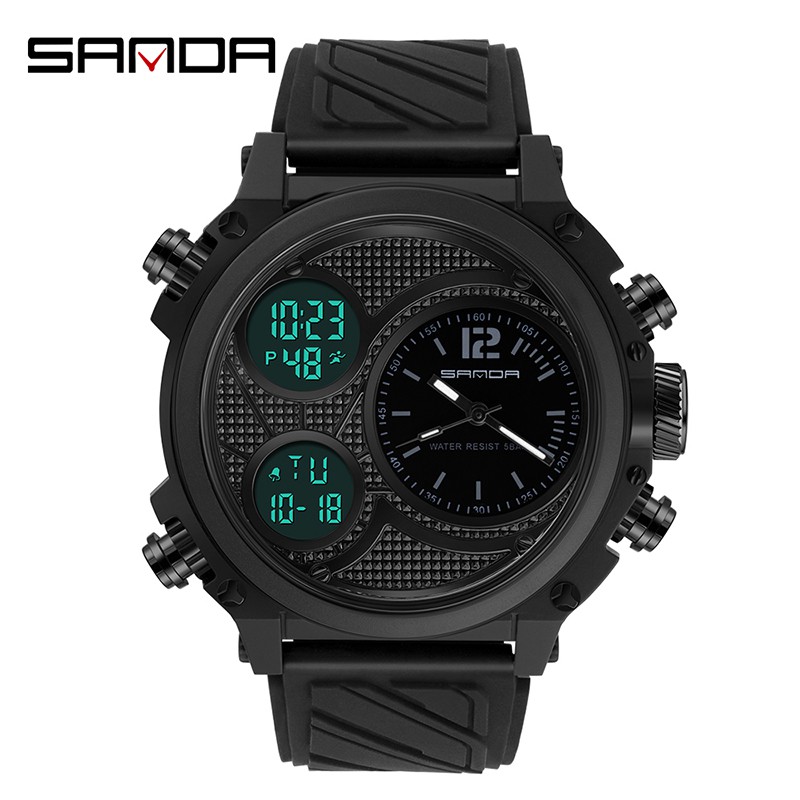 SANDA Fashion Personality Sports Waterproof Dual Display ...