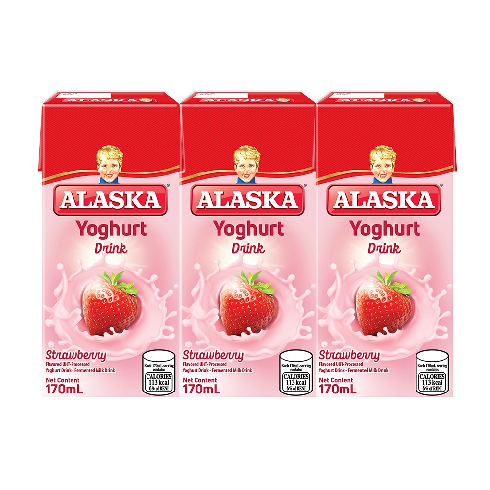 Alaska Strawberry Yoghurt Milk Drink Pack Of 3 170ml | Shopee Philippines