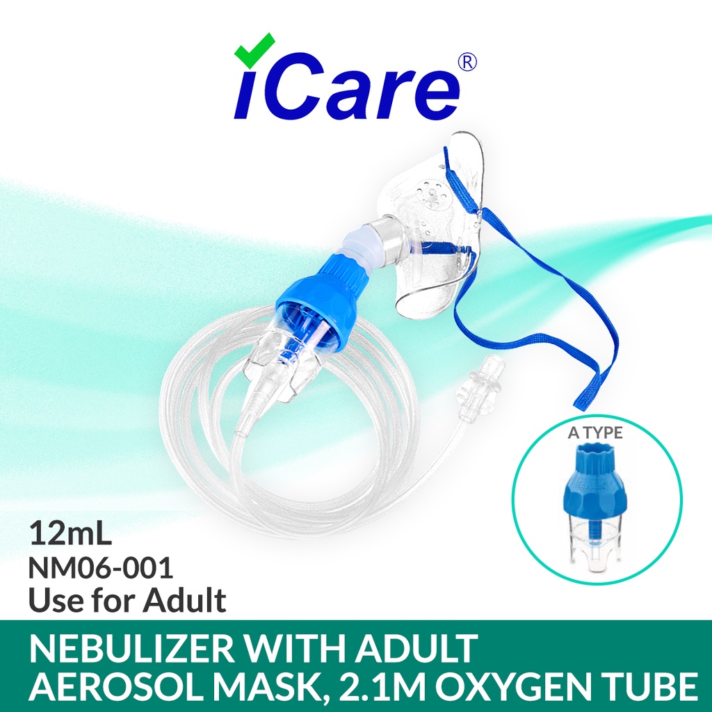 iCare® NM06-001 (12mL) Nebulizer Kit with Adult Aerosol Mask, 2.1m ...