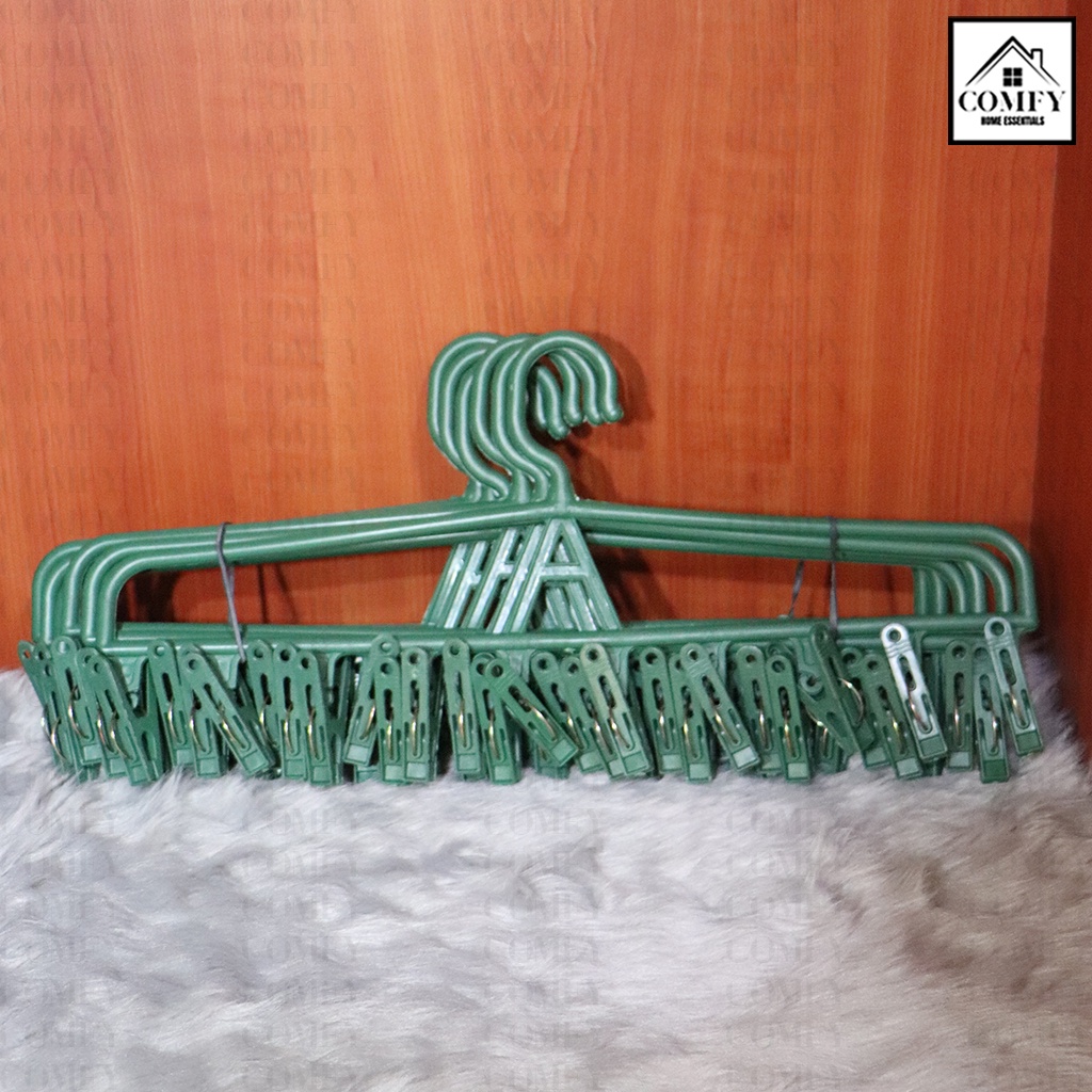 (6pcs/set) 10 Clips Laundry Hanger, 16" Plain Clothes Hanger with Clips ...