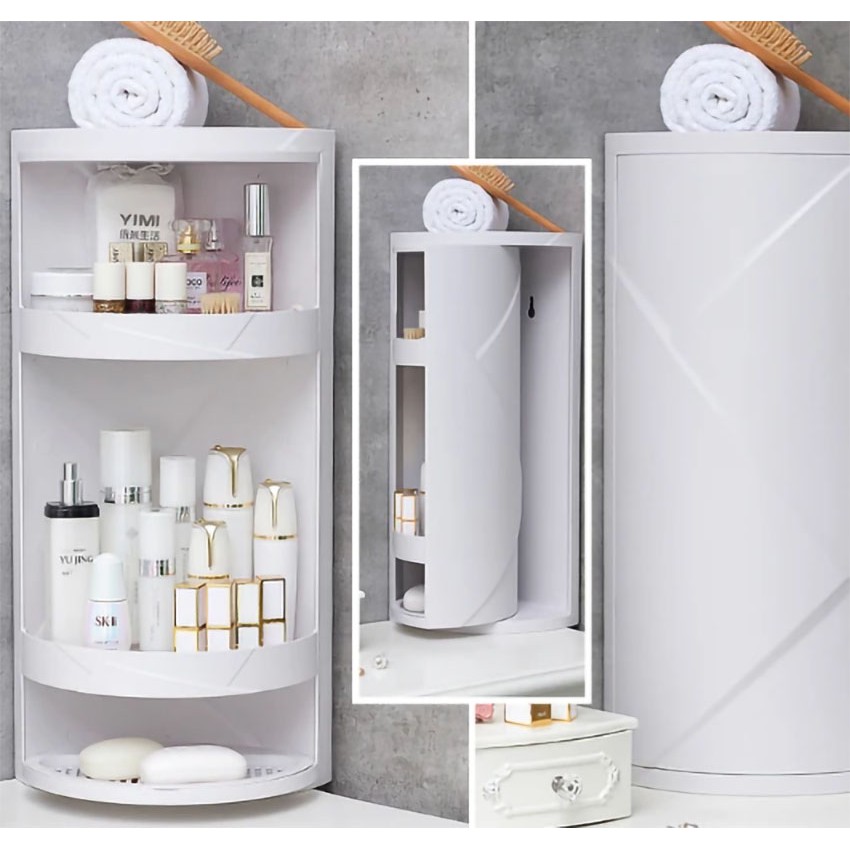 Bathroom 360 Degree Rotating Triangle Shelf Kitchen Toilet Shelf Corner ...