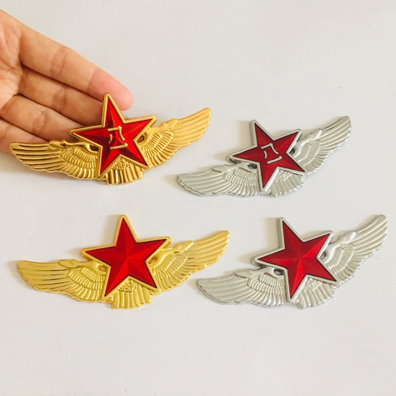 3D Metal Star Wings Car Emblem Sticker Chrome Silver Gold Badge Auto ...