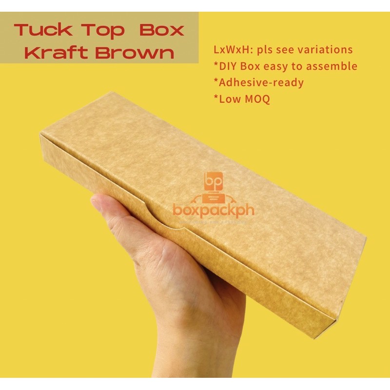Box Packaging Rectangle Plain White Kraft Brown Tuck Top | Shopee ...