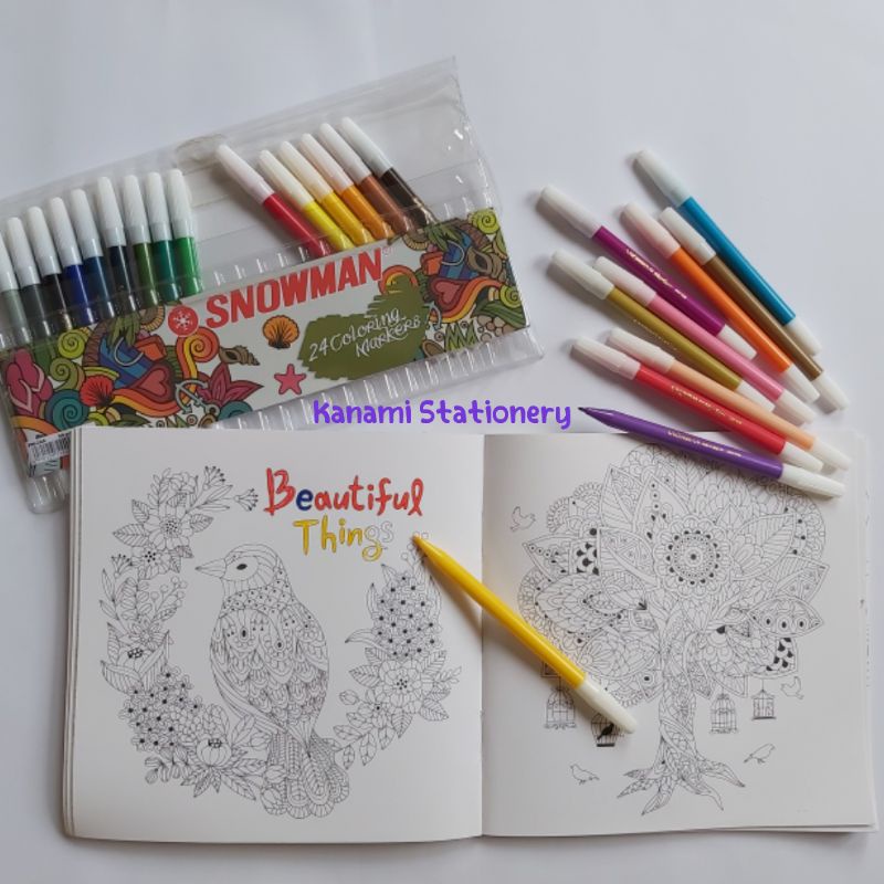 Coloring Marker Snowman Coloring Marker Set 12 & 24colors. | Shopee ...