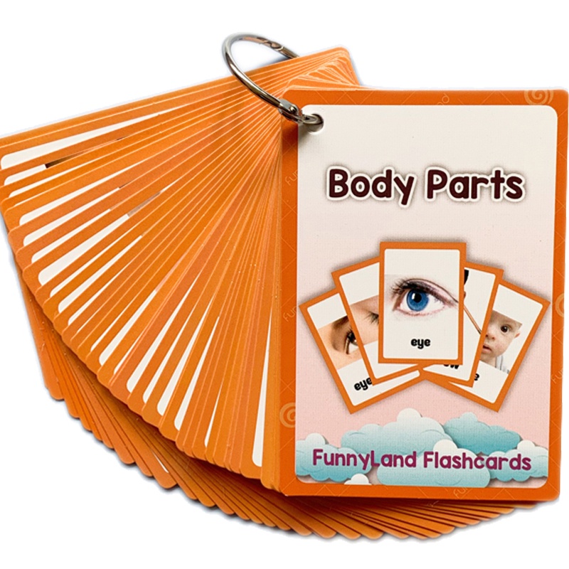34Pcs/Set Body Parts Flash Cards Kids Learn English Flashcard Picture ...