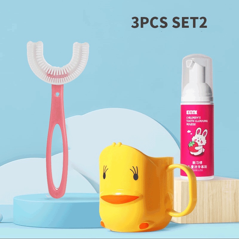Baby Toothbrush U-Shape Toothbrush Mousse Foam Toothpaste Cup Kids ...