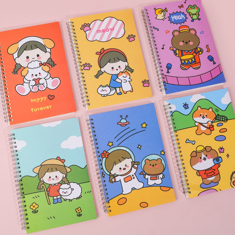 Cartoon A5 Coil Book Student Stationery Thick Horizontal Line Book ...