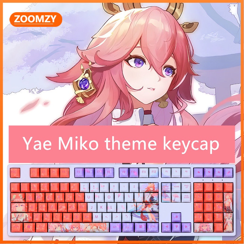 Yae Miko theme keycap Genshin Impact Cherry profile PBT Dye-sublimation ...