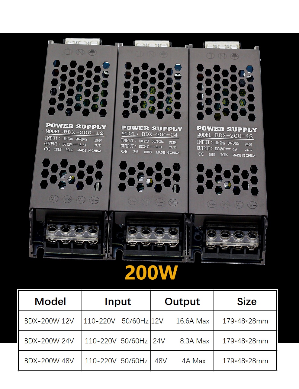 Ultrathin LED Power Supply Driver AC110-220V DC12V DC24V DC48V 60W 100W 150W 200W 300W 400W ...