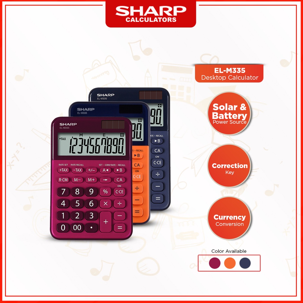 Sharp Calculators EL-M335 10 Large Digit Display Double Zero Key Semi ...