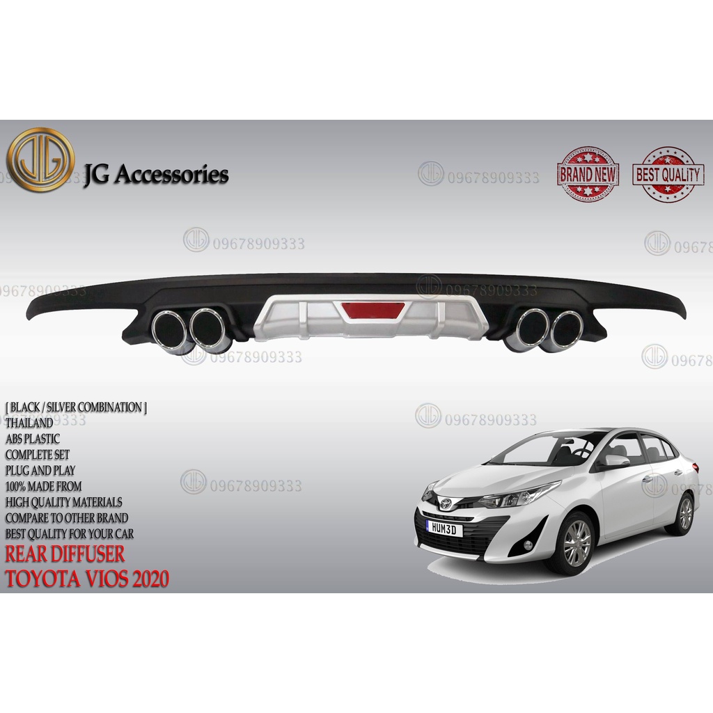 TOYOTA VIOS GENERATION 4 2019-2021 REAR BUMPER DIFFUSER BLACK SILVER ...