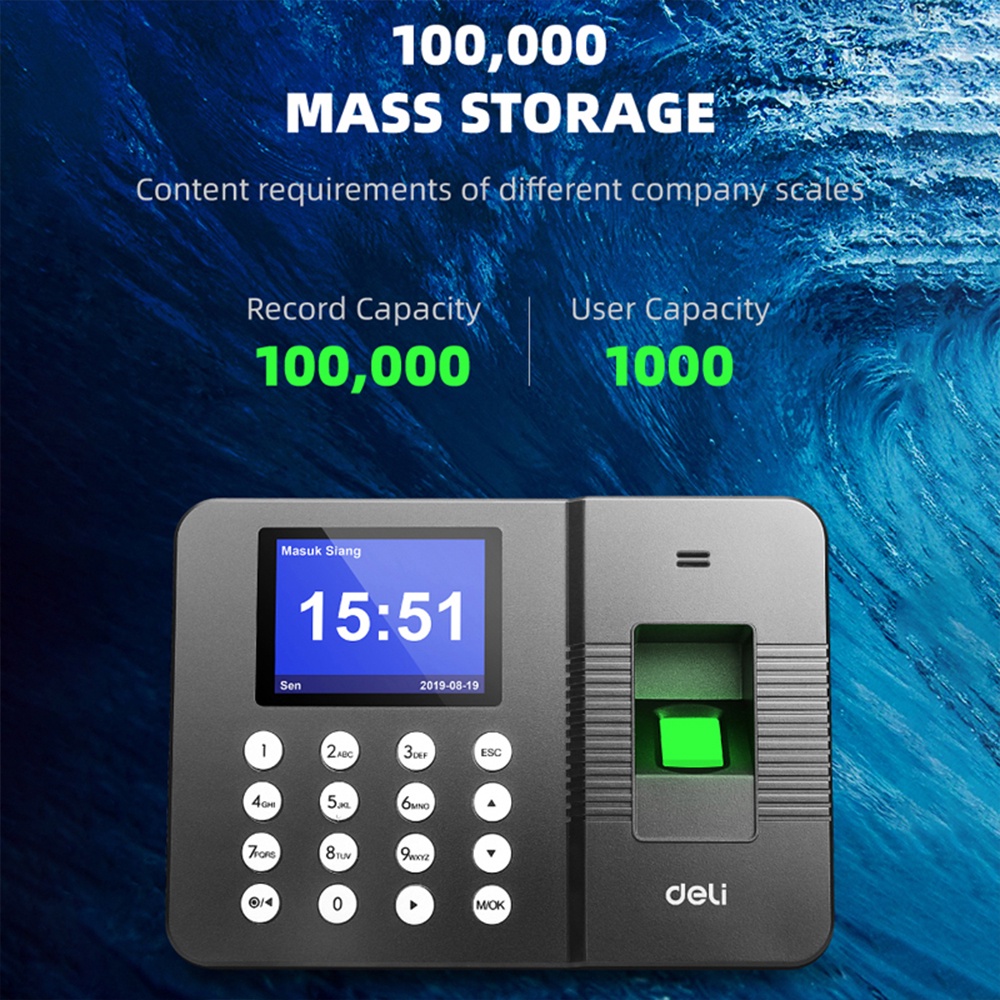 Deli Fingerprint Attendance Machine Fingerprint Recognition 2.4'TFT ...