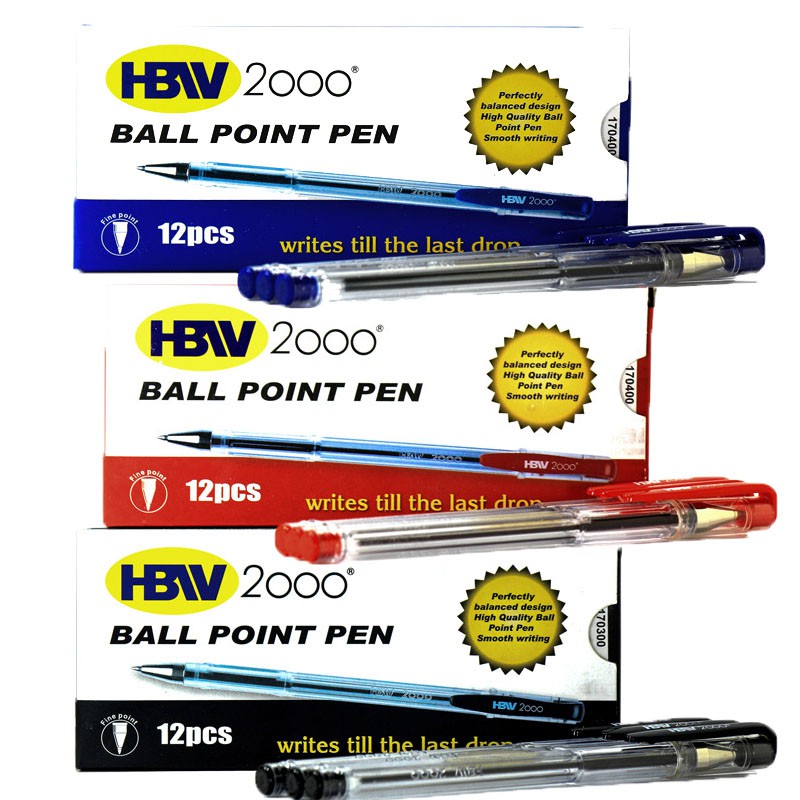 HBW 2000 Ballpoint pen 12pcs per Box. HBW 2000 Ballpen colors ( Black ...